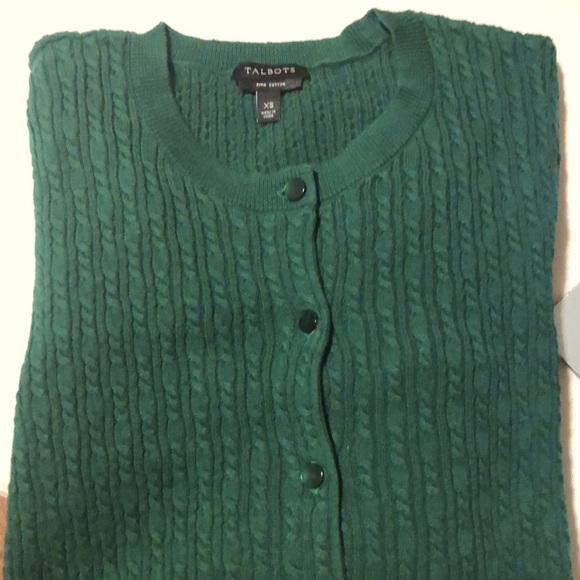 Talbots | Sweaters | Talbots Pima Cotton Minicable Knit Cardigan Pine ...